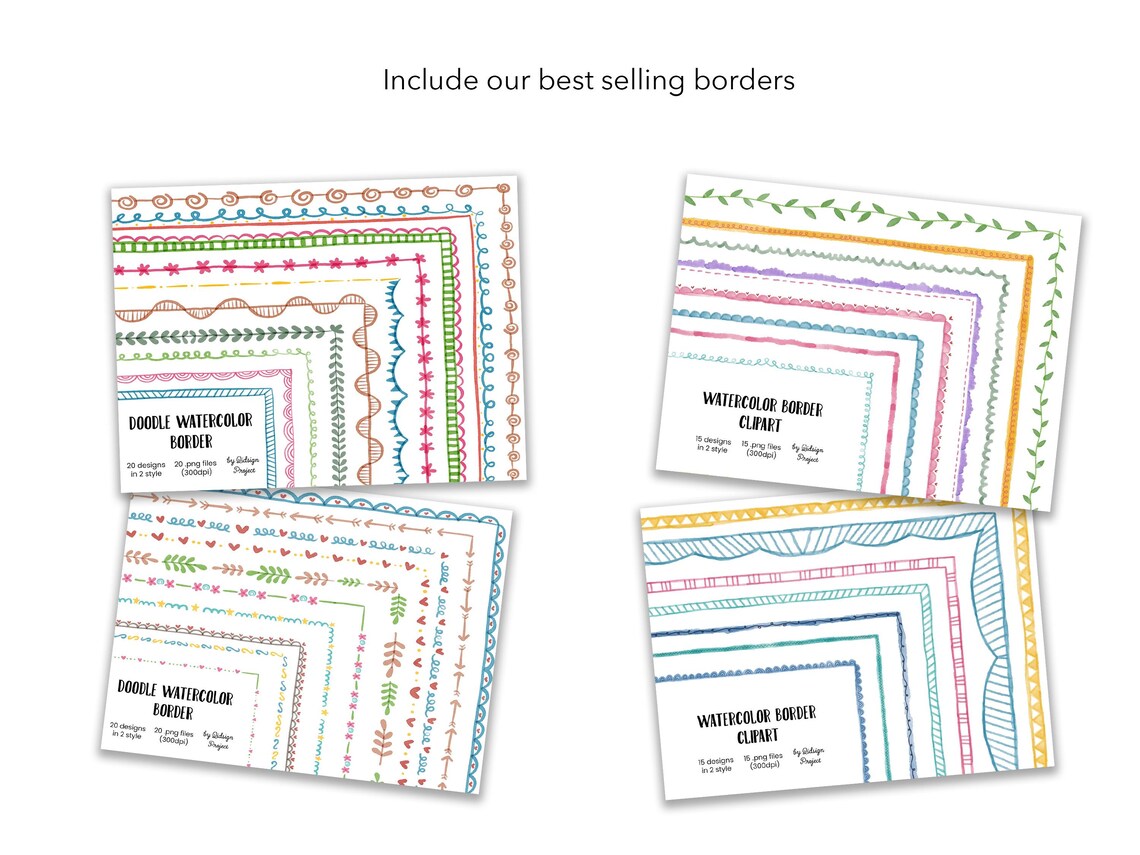 90 Watercolor Borders for Teachers | Classroom Worksheet & Planner Page ...