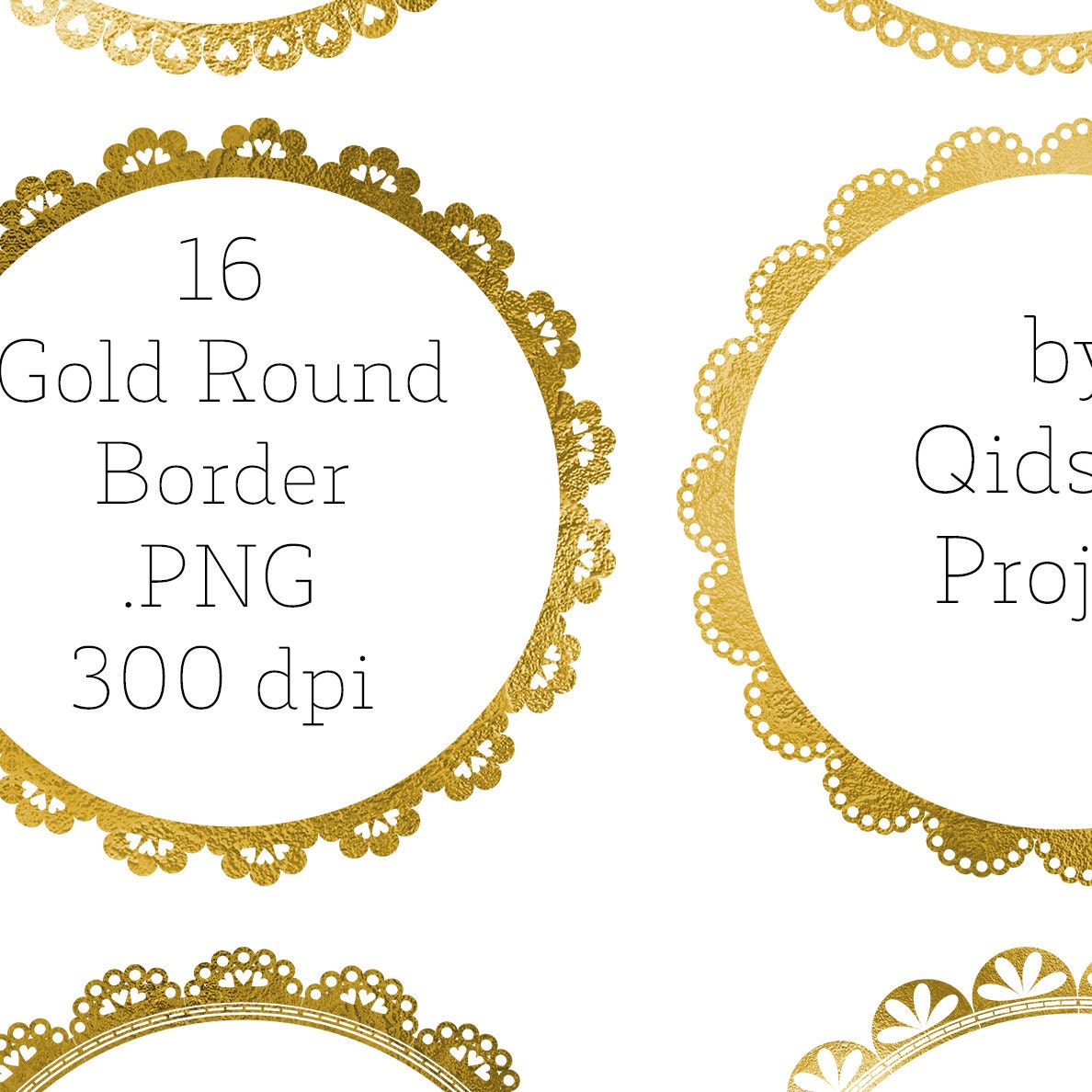 Gold Frames Clipart Gold Circle Borders Clipart Gold Round - Etsy
