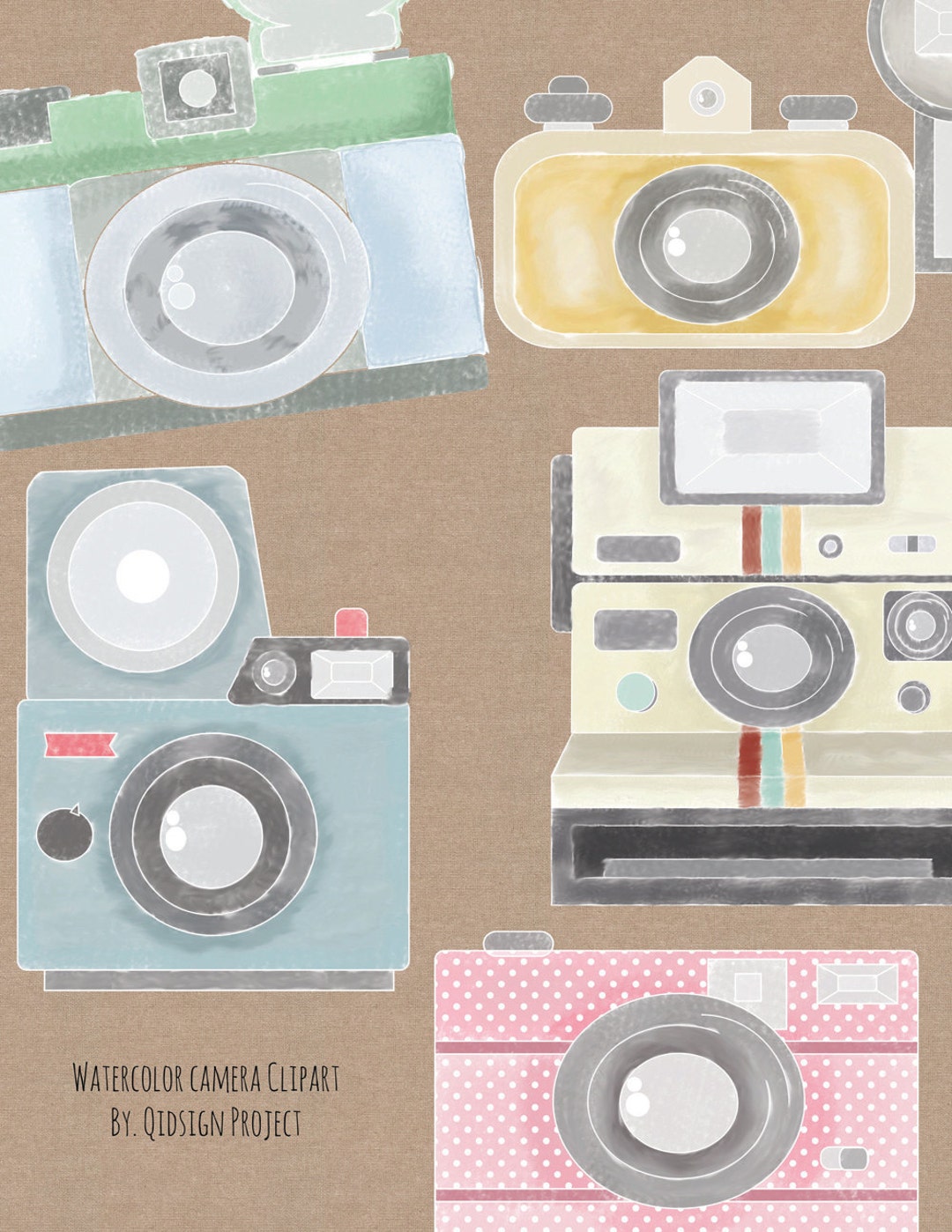 Watercolor Camera, Camera Clip Art, Vintage Cameras, Watercolor Clipart ...