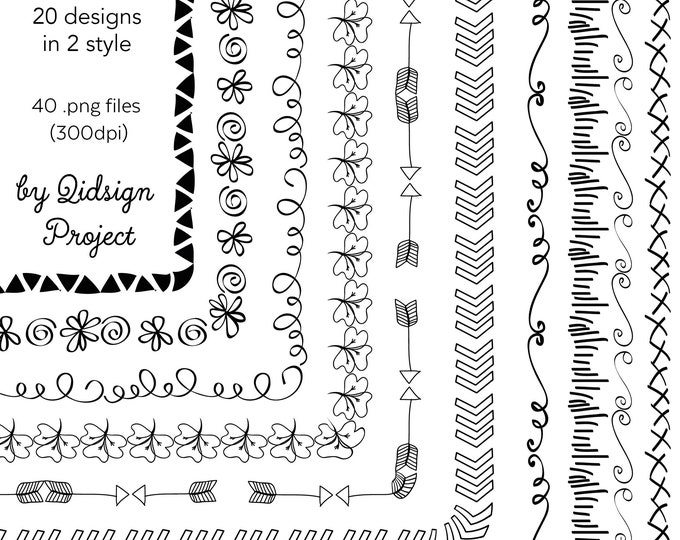 200+ Borders Clip Art Set, Decorative Divider Graphics | Page Border ...
