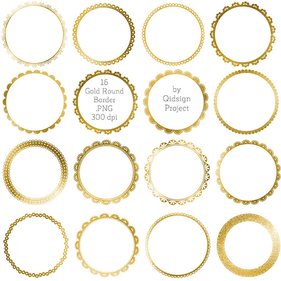Gold Frames Clipart, Gold Circle Borders Clipart Gold Round Border Gold ...