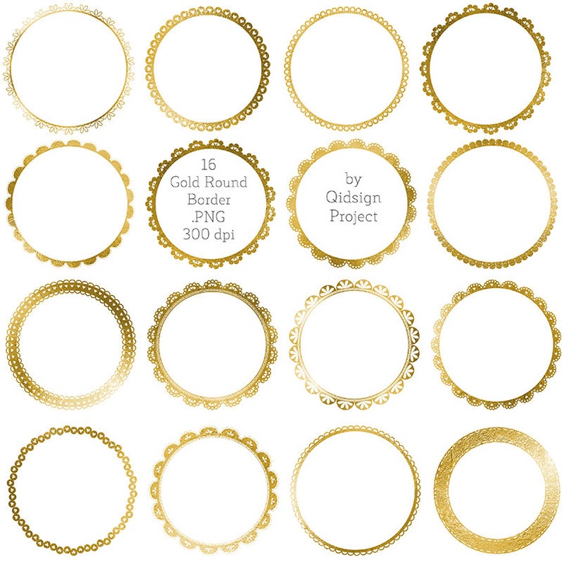 Gold Frames Clipart, Gold Circle Borders Clipart Gold Round Border Gold ...