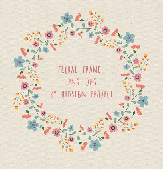 Whimsical Flower Clipart, Floral Frame Clipart, Floral Frame Png ...
