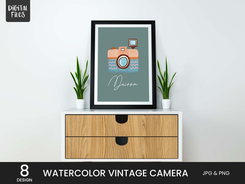 Cute Vintage Camera Collection - Watercolor Clipart, Camera Clip Art ...