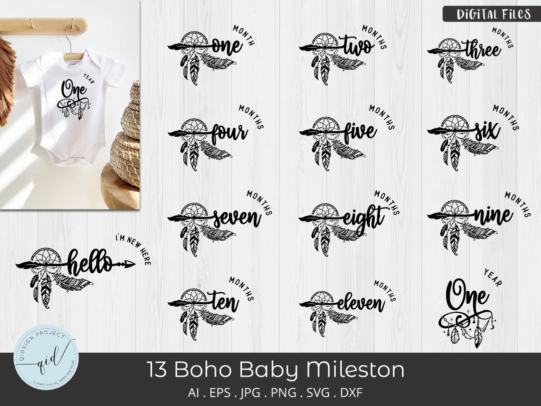 Monthly Milestone for Baby Cut File, Baby Boy Milestone Svg, Baby Month ...