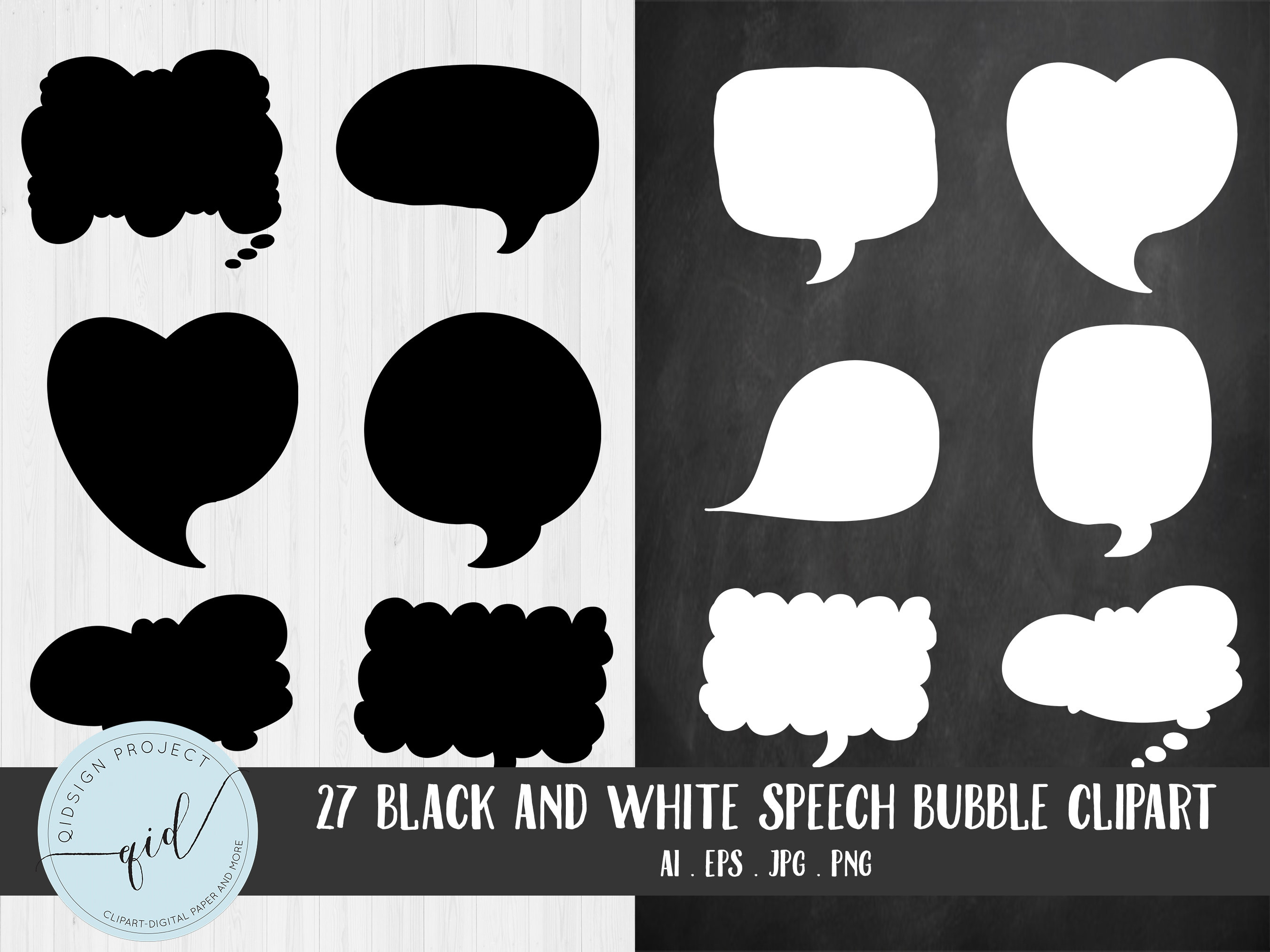 27 Black and White Speech Bubble Clipart, Image Speech Bubbles for ...