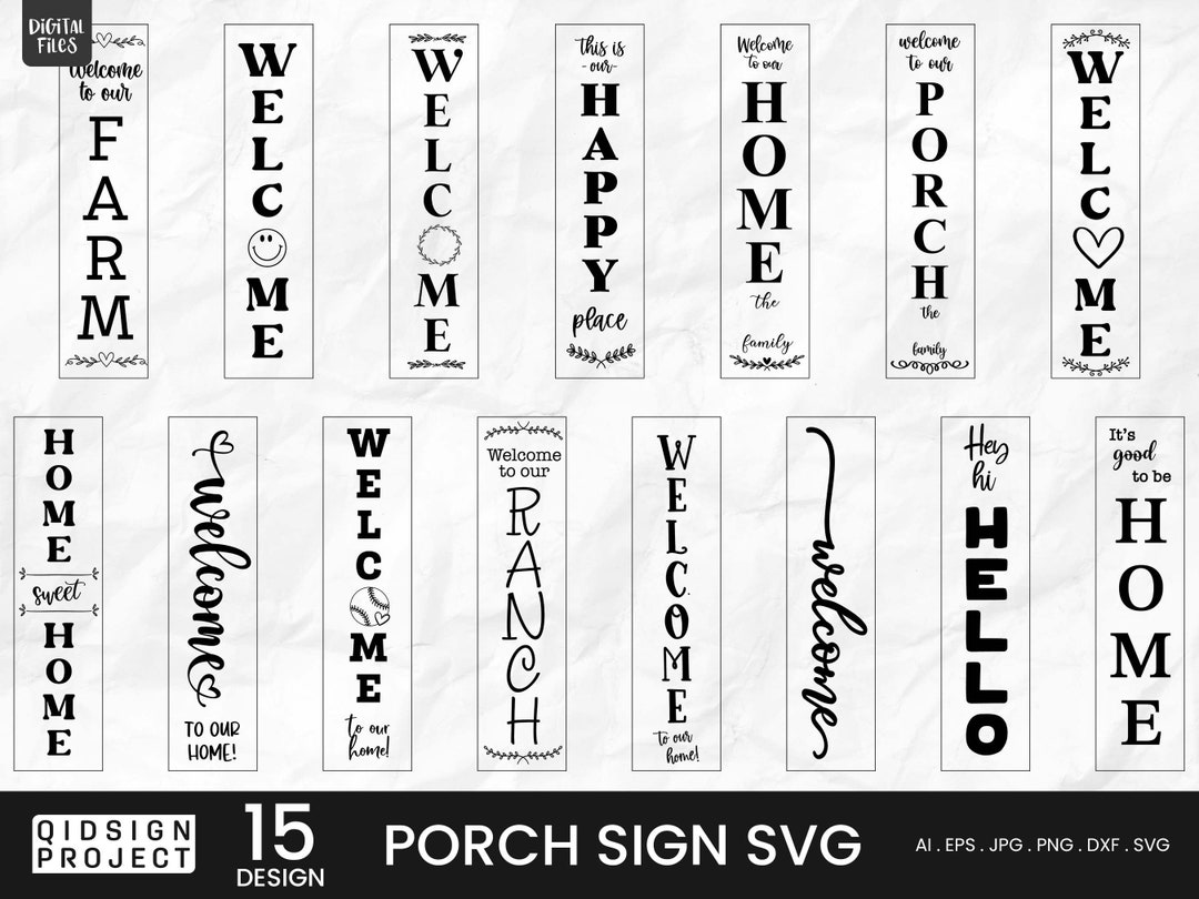 15 Porch Sign Svg Bundle, Welcome Svg, Vertical Welcome Porch Sign Svg ...