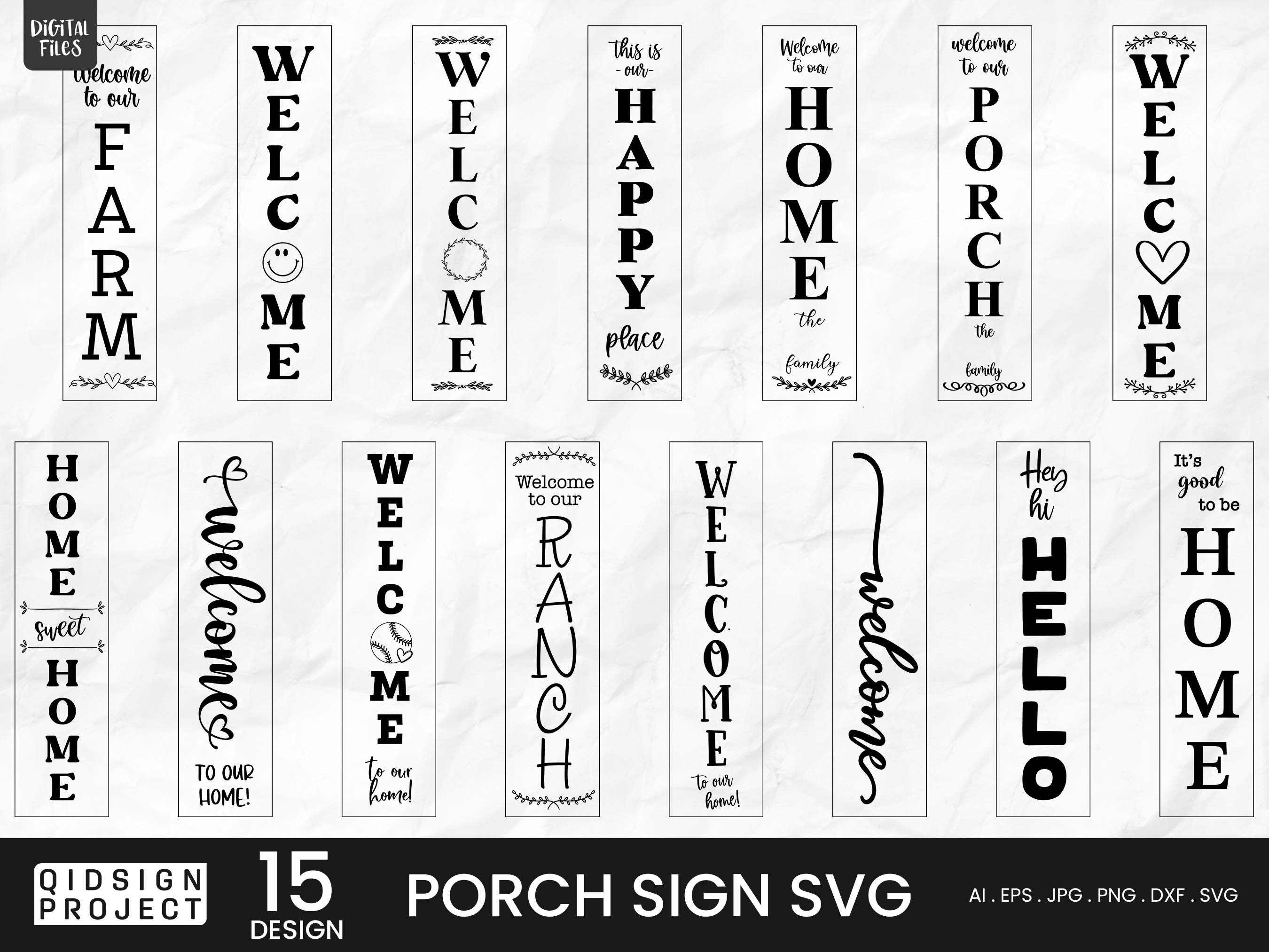 15 Porch Sign Svg Bundle, Welcome Svg, Vertical Welcome Porch Sign Svg ...