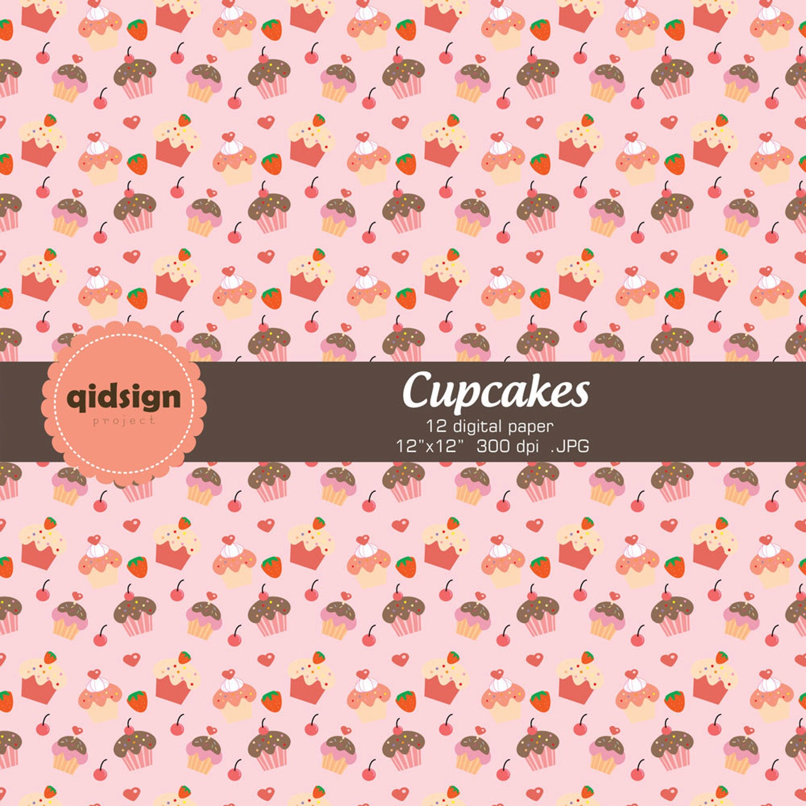 Cupcake Digital Paper Pack Personal and Commercial Use Instant Download ...