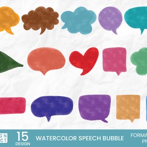15 Watercolor Speech Bubble Watercolor Clipart Speech - Etsy