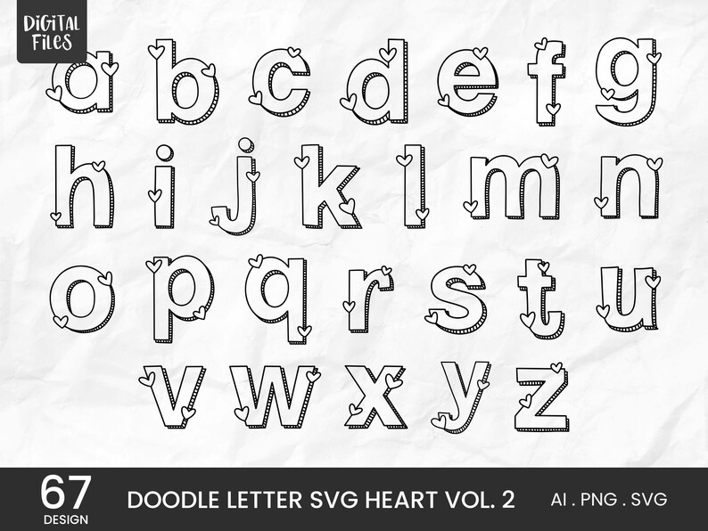 Doodle Alphabet Png, Svg, Doodle Letters Heart Png, Hand Drawn Letter ...