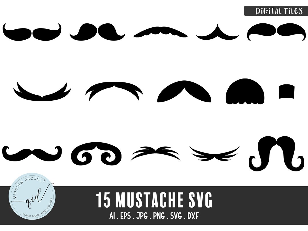 15 Mustache SVG, Decoration Design, Silhouette Cut Files, - Etsy