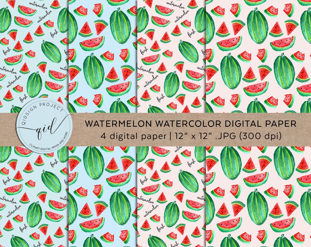 Watermelon Watercolor Digital Paper Pattern, Watercolor Digital Paper ...