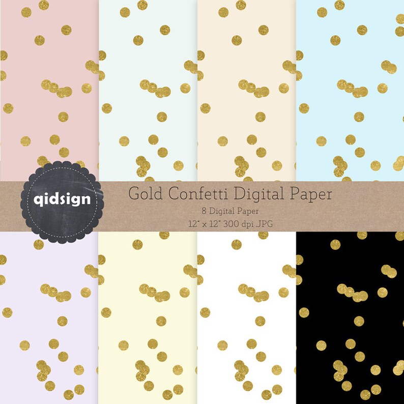 Gold Confetti Digital Paper Scrapbooking Invitation Background - Etsy