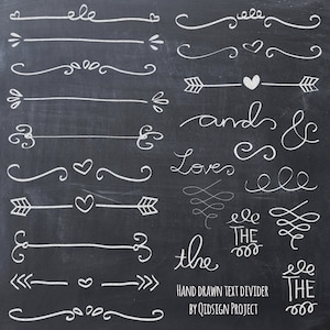 Hand Drawn Chalk Doodle Text Divider Swirly Clip Art for Scrapbooking ...