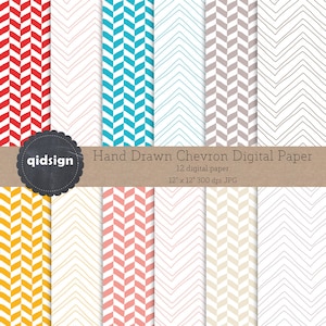 Hand Drawn Chevron Rainbow Digital Paper Personal and Commercial Use ...