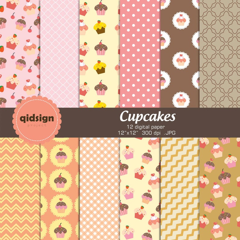 Cupcake Digital Paper Pack Personal and Commercial Use Instant Download ...