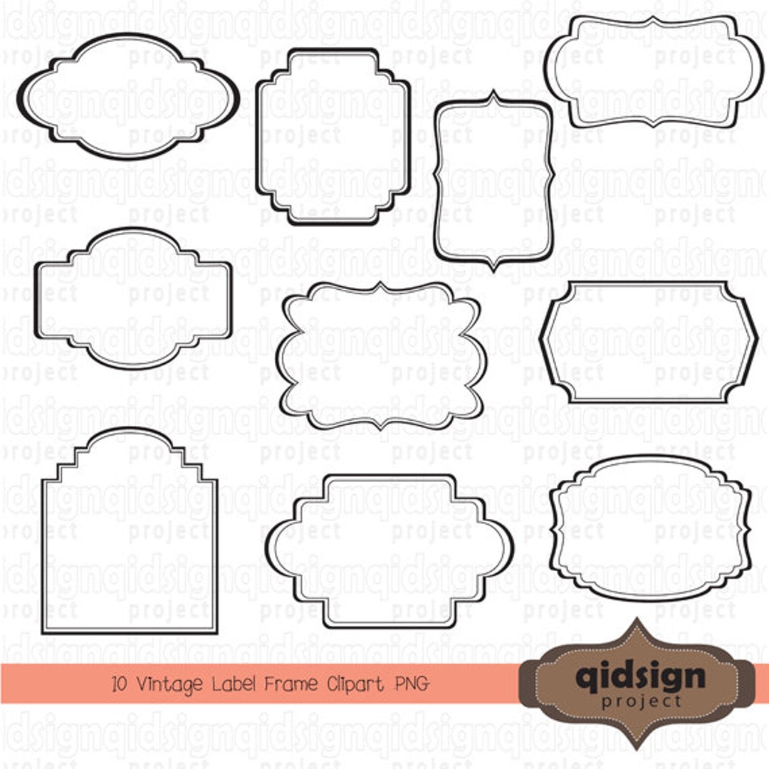 Digital Clipart, Vintage Label Frame Clipart, Scrapbook Embellish, Blog ...