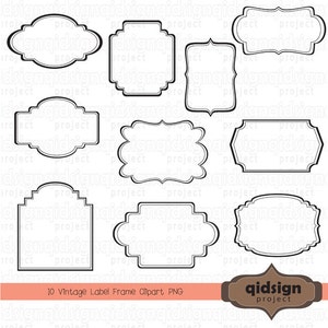 Digital Clipart, Vintage Label Frame Clipart, Scrapbook Embellish, Blog ...