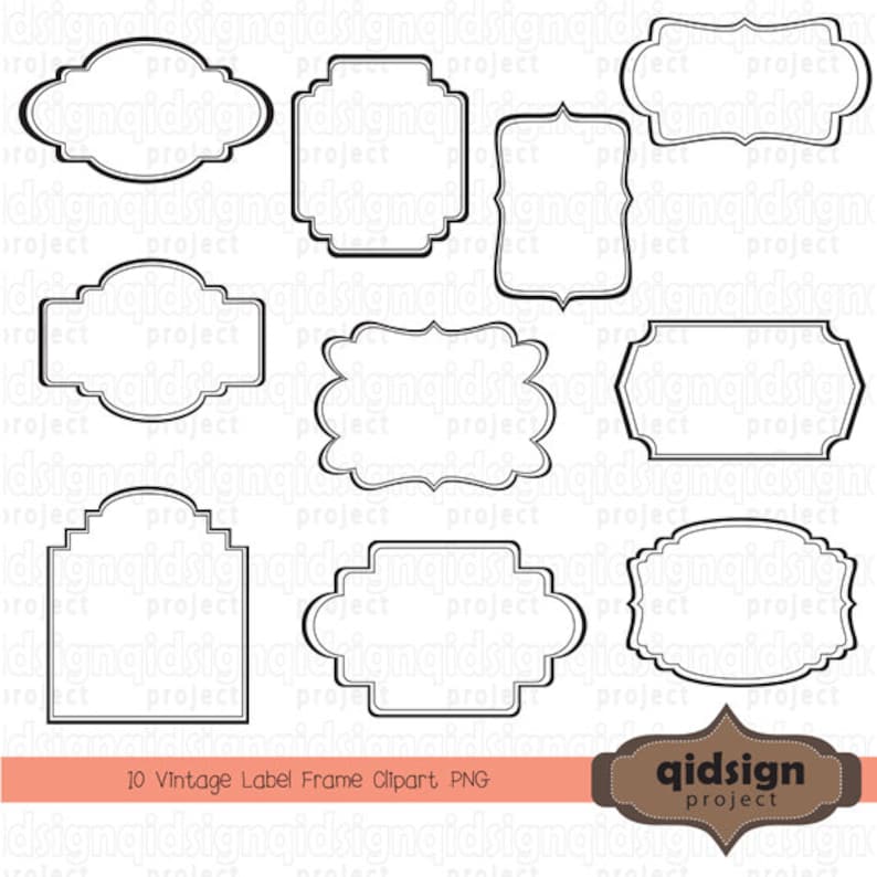 Digital Clipart, Vintage Label Frame Clipart, Scrapbook Embellish, Blog ...