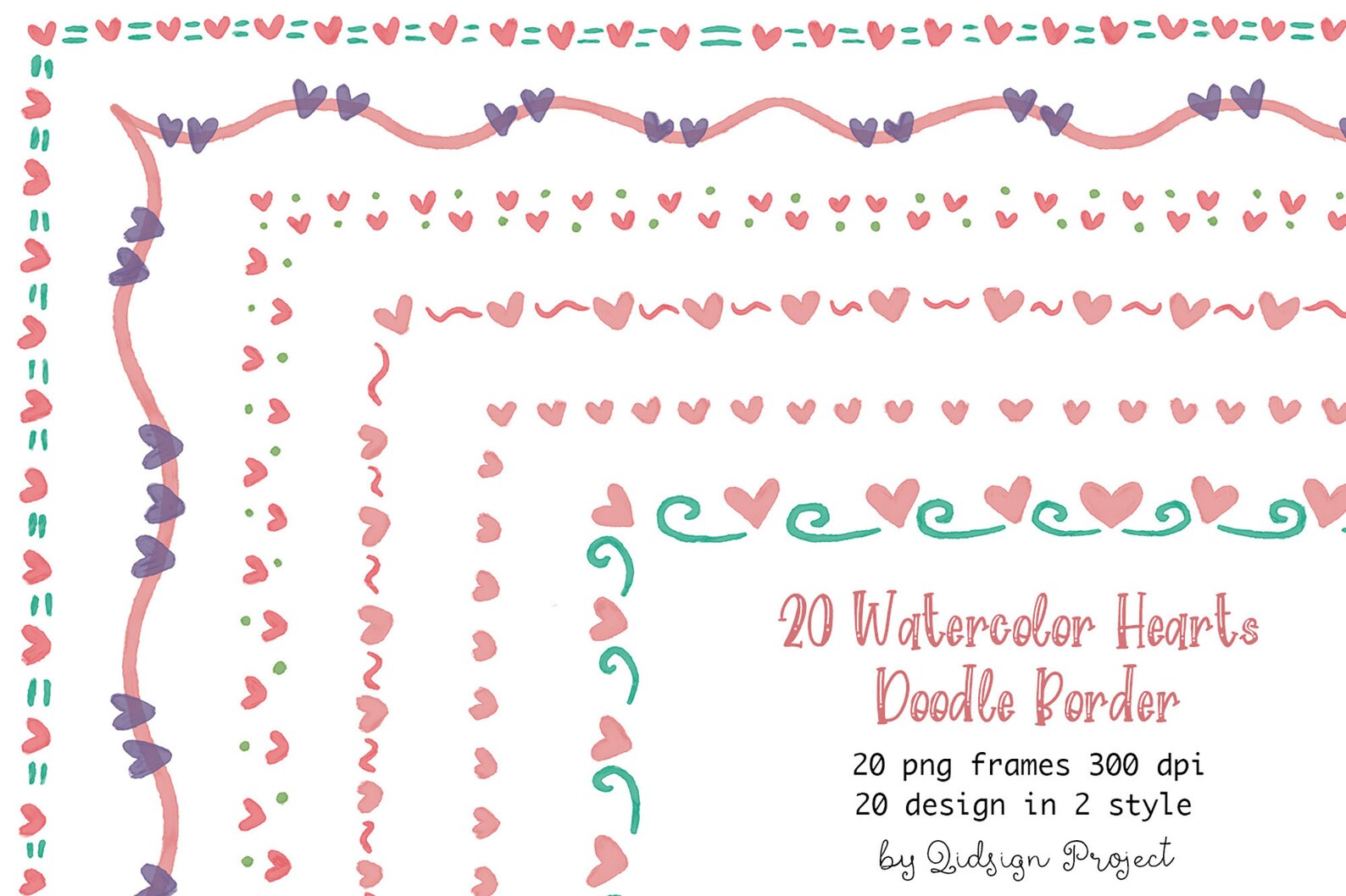 20 Watercolor Doodle Borders, Border Png, Decorative Elements, Page ...