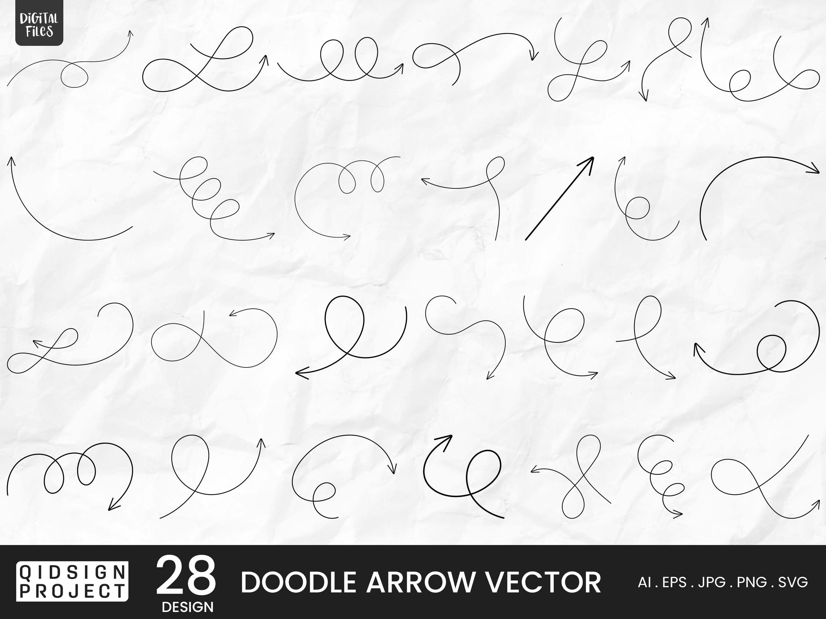 Doodle Arrow Vector, Arrows Clipart, Hand Drawn Doodle Arrows,arrow SVG ...