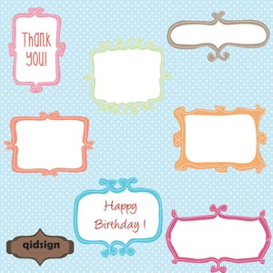 Doodle Frames Clipart, Digital Frames, Label Clipart, Educational ...