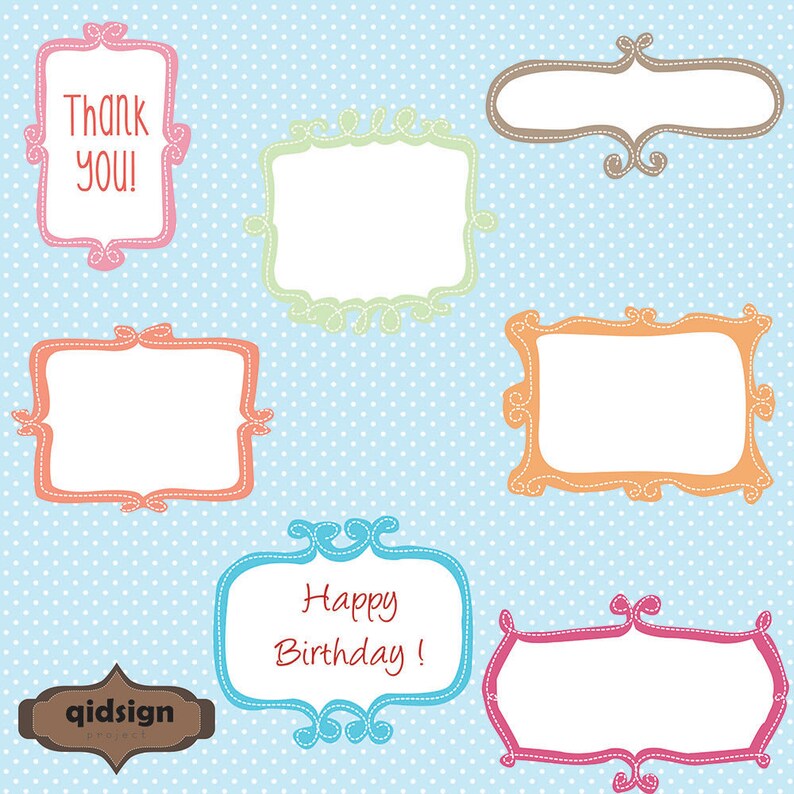 Doodle Frames Clipart, Digital Frames, Label Clipart, Educational ...