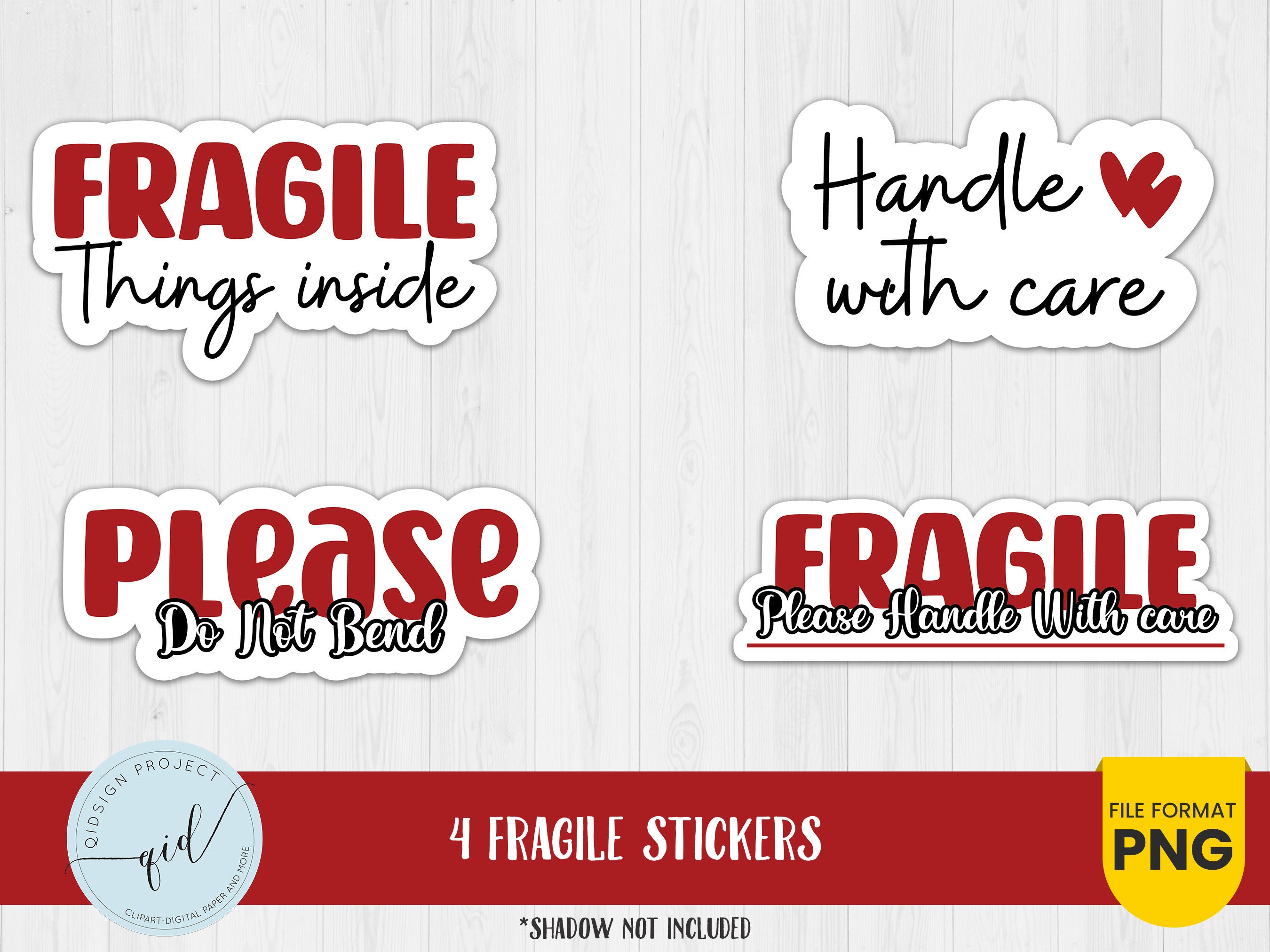 4 Fragile Sticker Png, Packaging Sticker for Small Business Png - Etsy