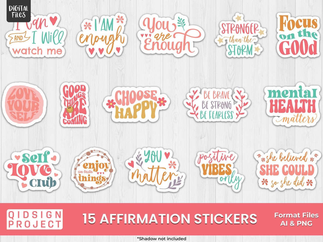 Mental Health, Self Love and Affirmation Stickers Png, Emotions ...