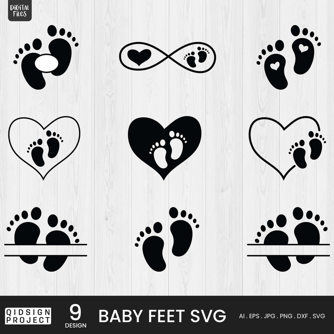 Baby Feet Svg, Baby SVG, Split Monogram, Baby Footprint, Instant ...
