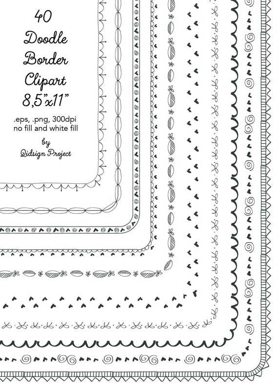 Cute Doodle Border Clipart, frames, planner, letter frame, hand drawn ...