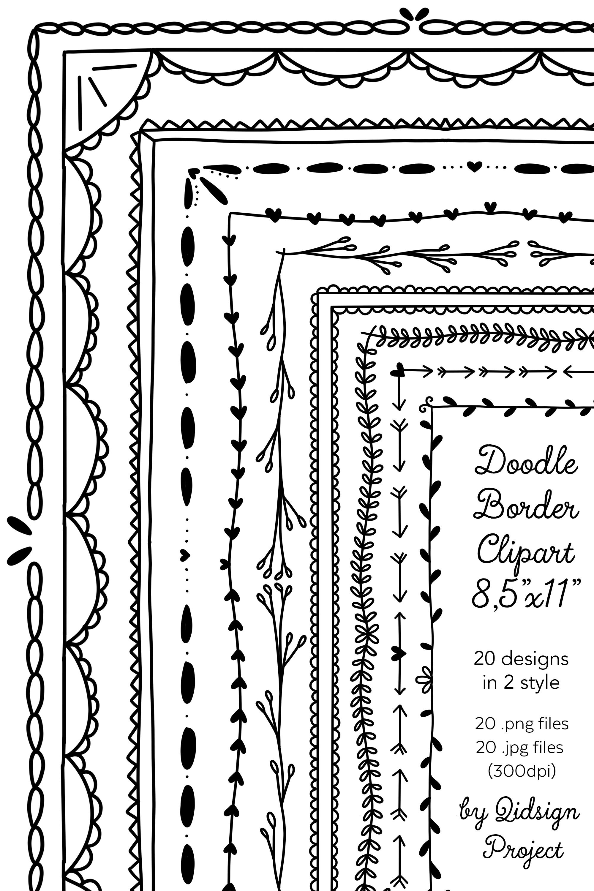 Digital page border Doodle frames clipart Handdrawn clipart | Etsy