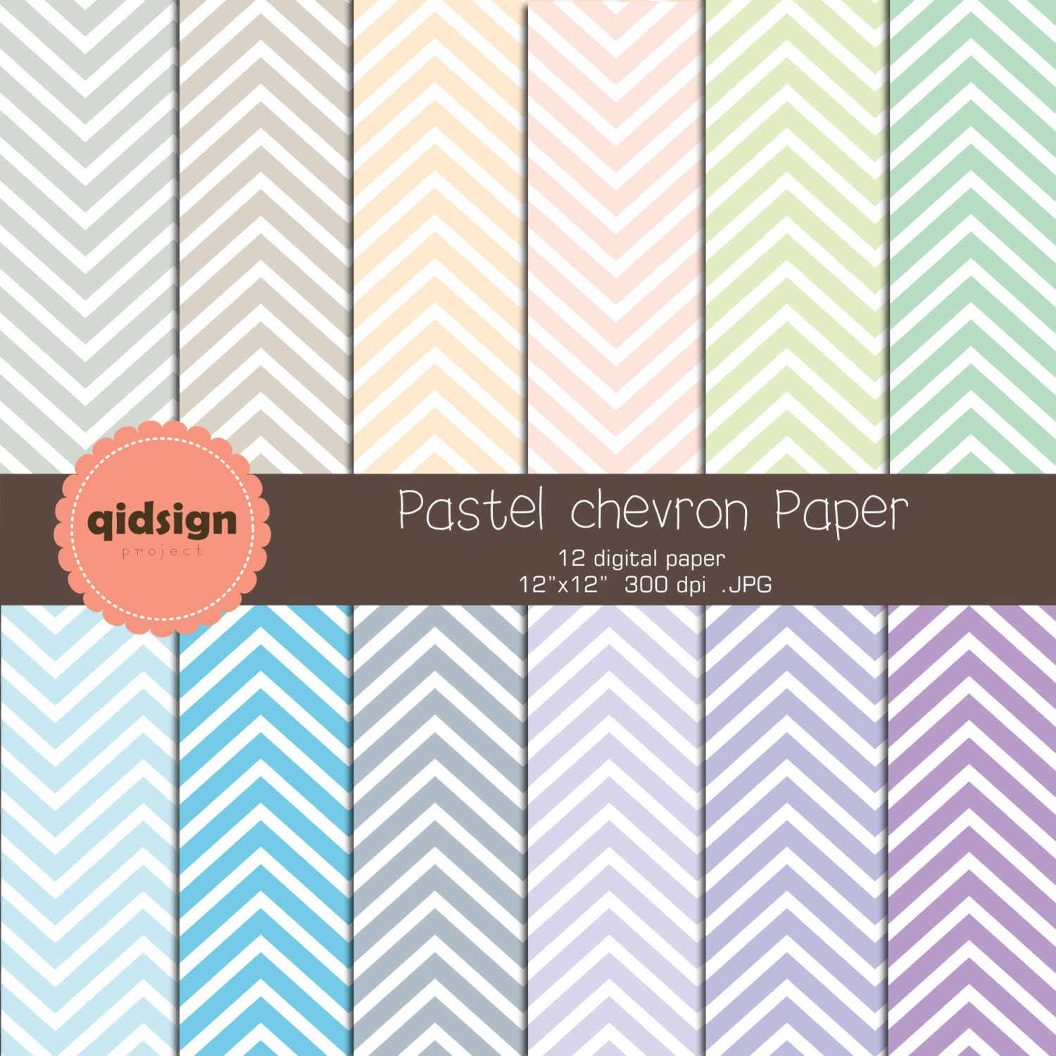 Pastel Chevron Digital Paper Packs Personal and Commercial Use Instant ...