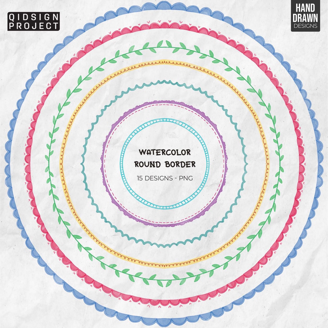 15 Watercolor Round Border, Circle Frame Clipart, Wedding Monogram ...