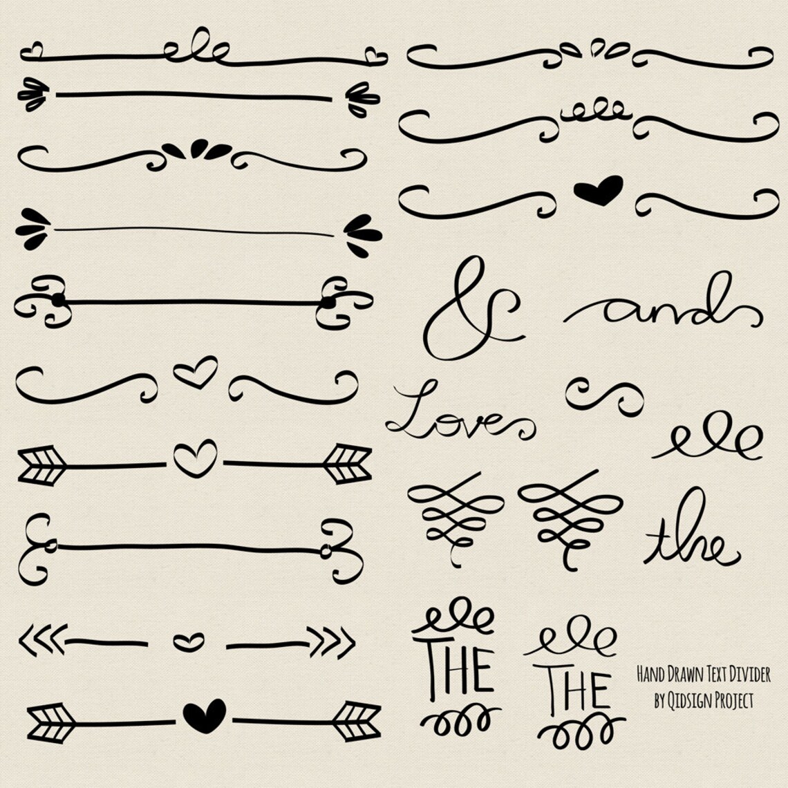 Hand Drawn Doodle Text Divider Swirly Clip Art for - Etsy