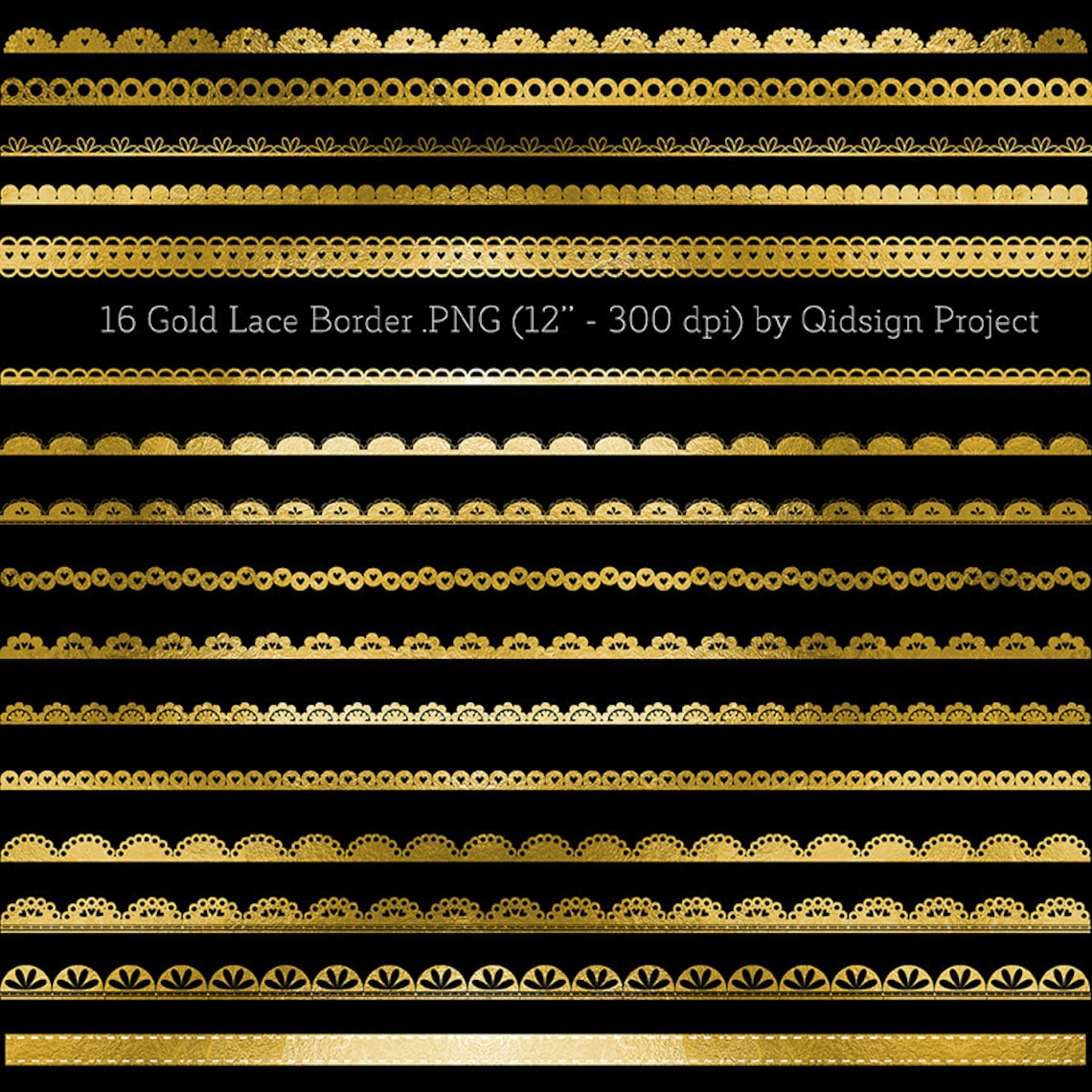 Gold Border Png Clipart Wedding Elements Png Lace Border | Etsy