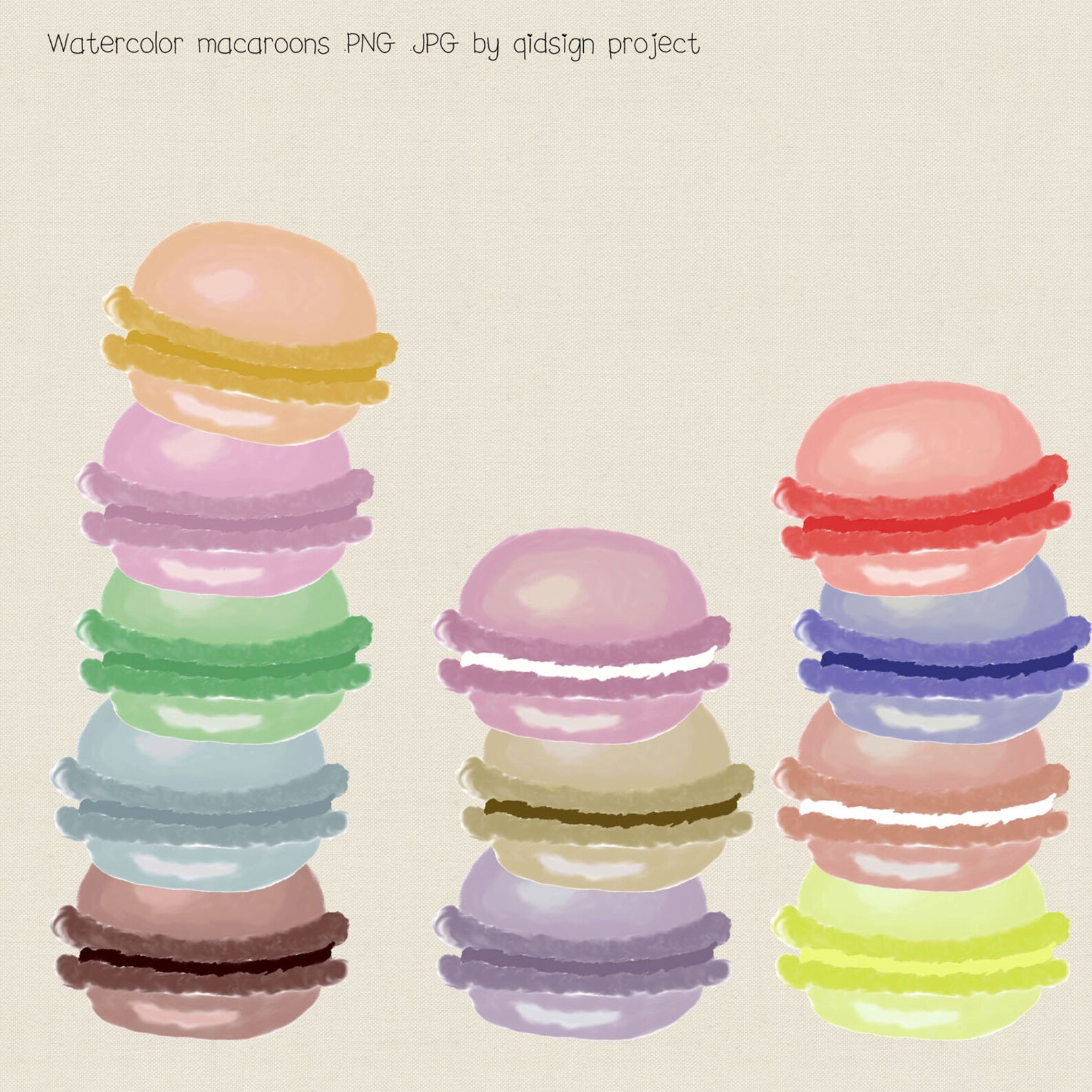 Watercolor Macaron Clipart for Scrapbooking Card Making - Etsy
