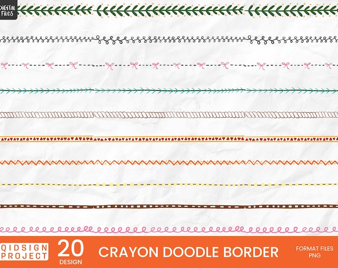 31 Piece Digital Borders Clip Art, Flourishes, Hand Drawn, Doodle ...