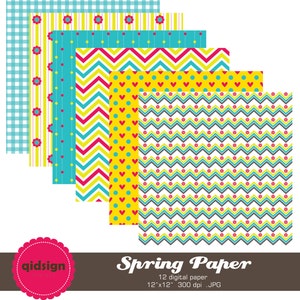 Floral, Dots and Chevron Digital Paper Pack, Great for Scrapbooking ...