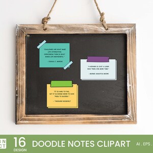 Doodle Notes Clipart, Sticky Note Clipart, Hand Drawn Bullet Journal ...