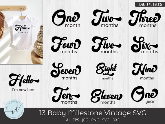 Vintage Baby Milestone SVG, Monthly Milestone for baby cut file, Baby ...