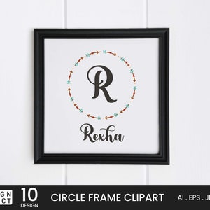 10 Circle Frame Clipart, Monogram Frames, Clipart Circles, Digital Clip ...
