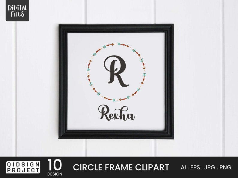 10 Circle Frame Clipart, Monogram Frames, Clipart Circles, Digital Clip ...