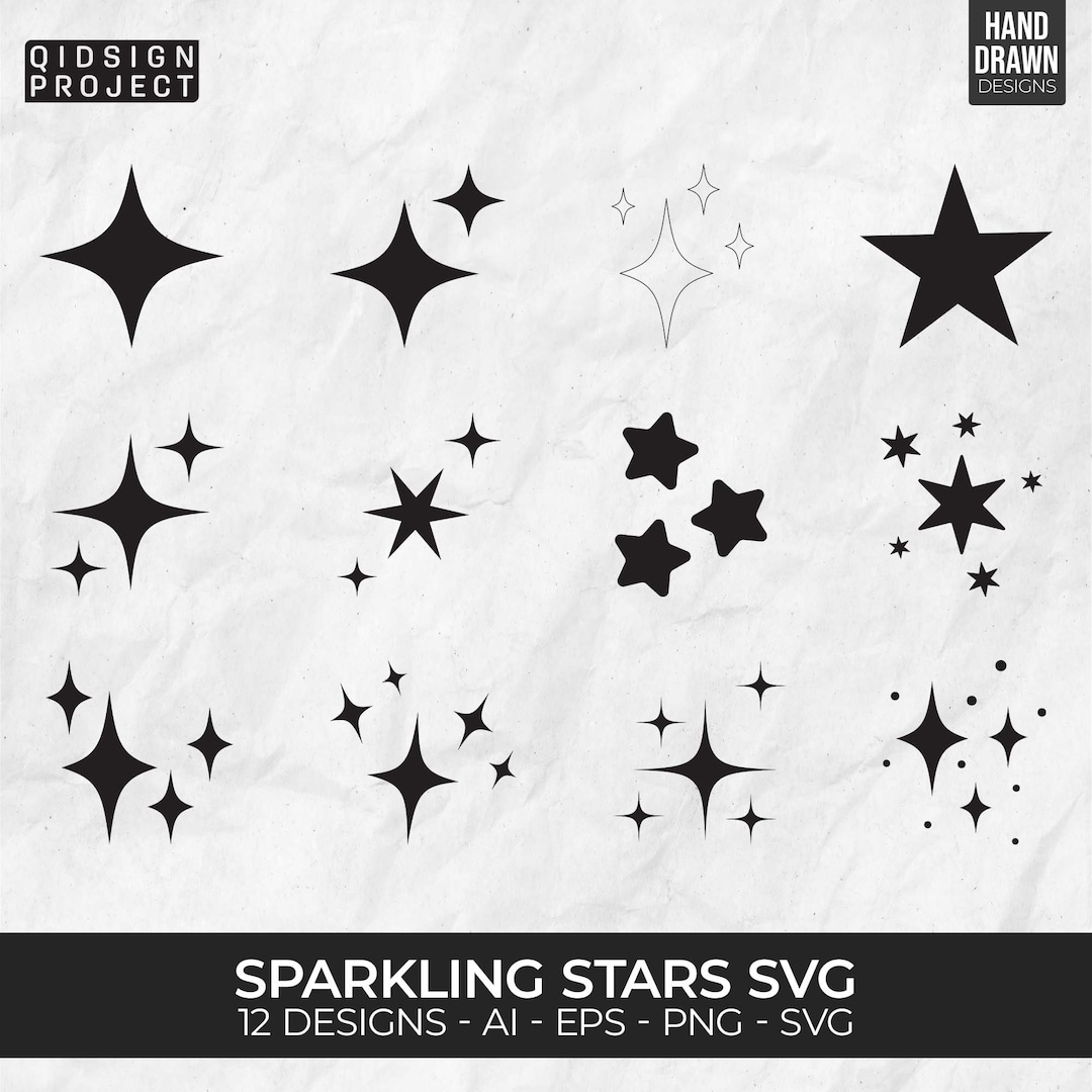 12 Sparkling Stars Svg, Sparkle SVG Bundle, Star Clipart, Sparkle Svg Cut Files for Cricut ...