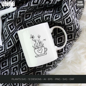 12 Plants Svg, Potted Plants, House Plants, Flower Pot, Botanical Svg ...