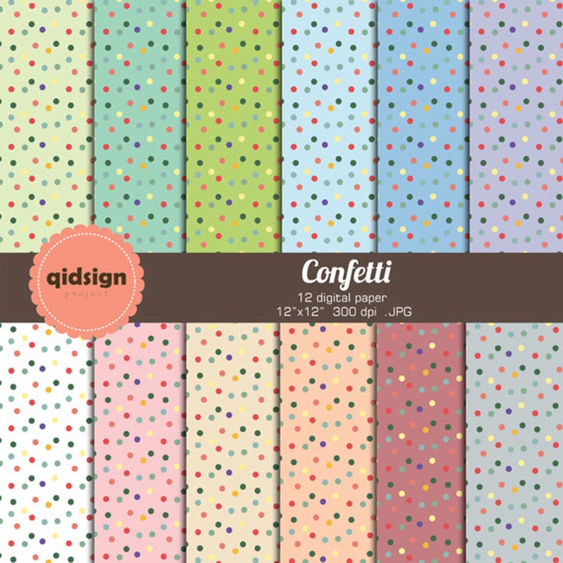 Confetti Digital Paper Pack Scrapbook Paper Digital Pastel - Etsy