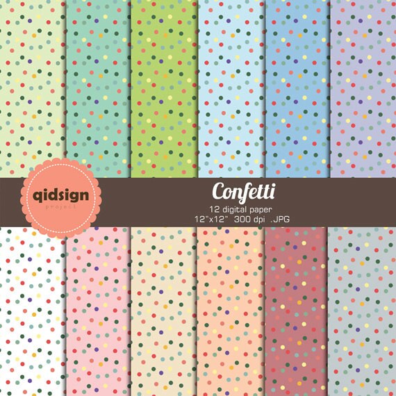 Confetti Digital Paper Pack, Scrapbook Paper Digital, Pastel Background ...