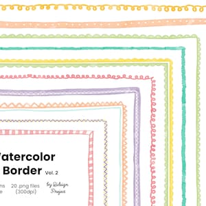 20 Doodle Watercolor Border, Decorative Elements, Page Border Journal ...