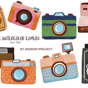 Cute Vintage Camera Collection - Watercolor Clipart, Camera Clip Art ...